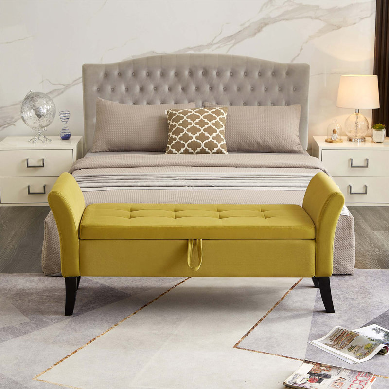 Yellow bed bench store